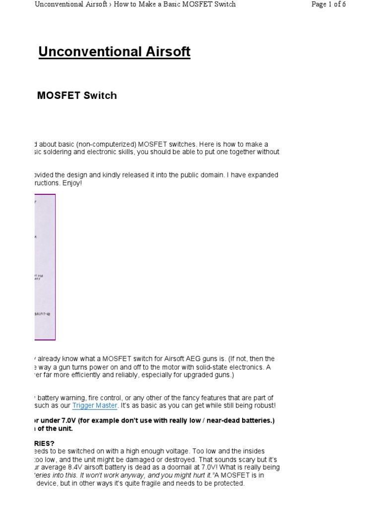 Unconventional Airsoft - Com 2009-08-26 How To Make A Basic Mosfet ...