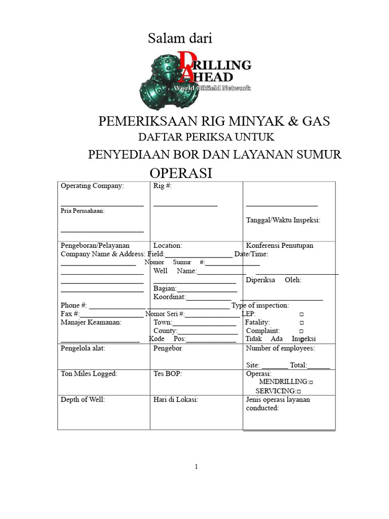 Pemeriksaan Rig Bor 175627349 | PDF