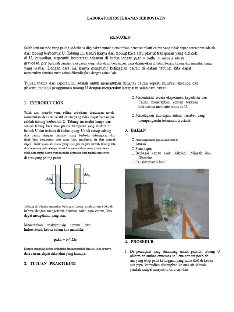 Densitas Cairan dengan Tabung U | PDF