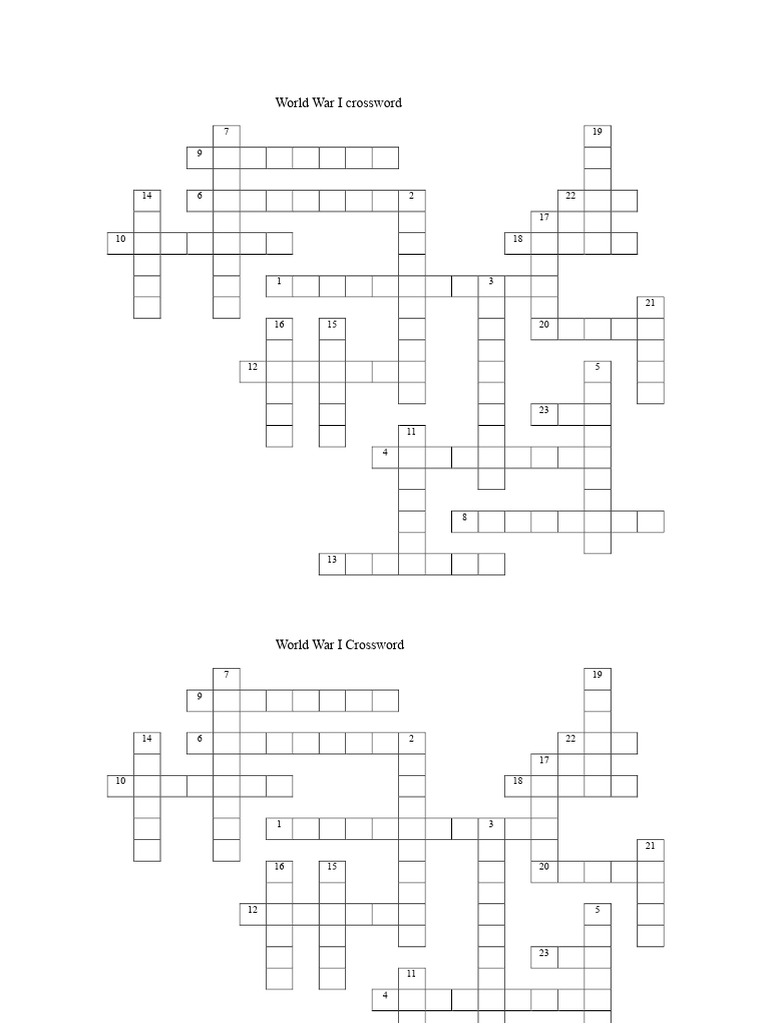 Crossword of World War I 9 | PDF | Allies Of World War I | World War I