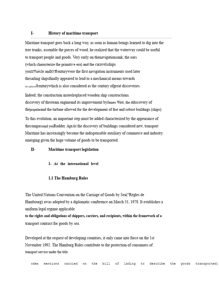 Maritime Transport: History & Legislation | PDF | Cargo | Ships
