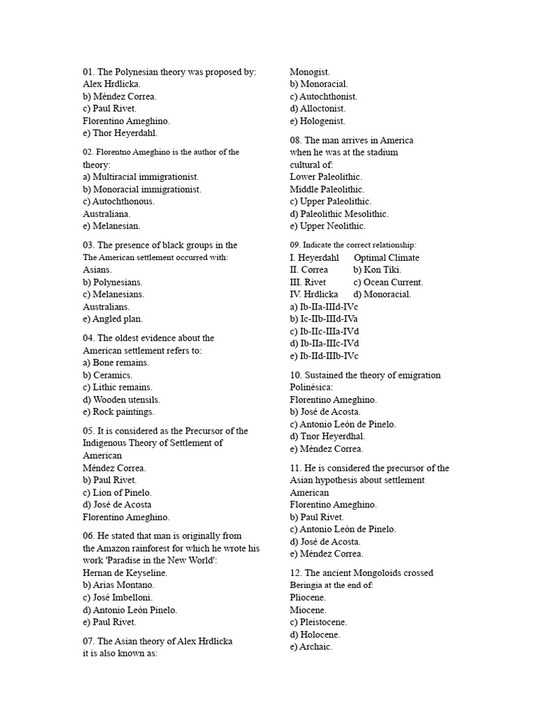 HP Questions American Colonization | PDF | Paleolithic | Stone Age