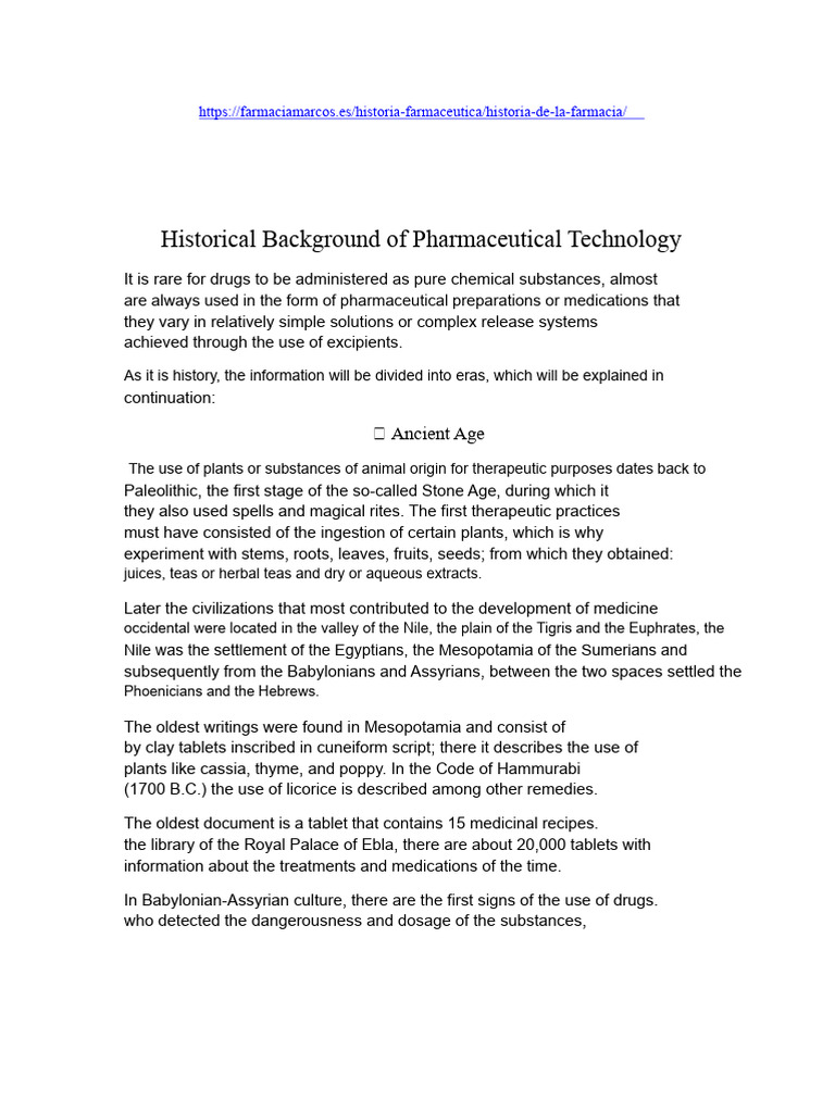 1- HISTORY OF PHARMACEUTICS II | PDF | Pharmacy | Mesopotamia