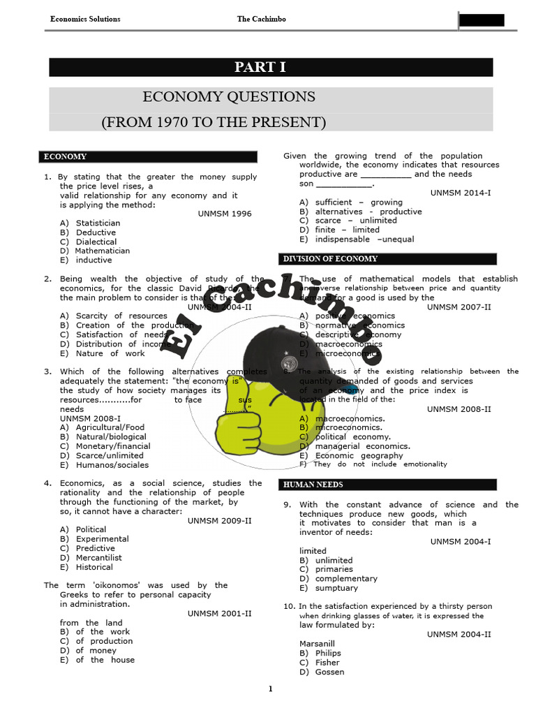 100 Questions of Economics San Marcos Ordered by Topics | PDF ...