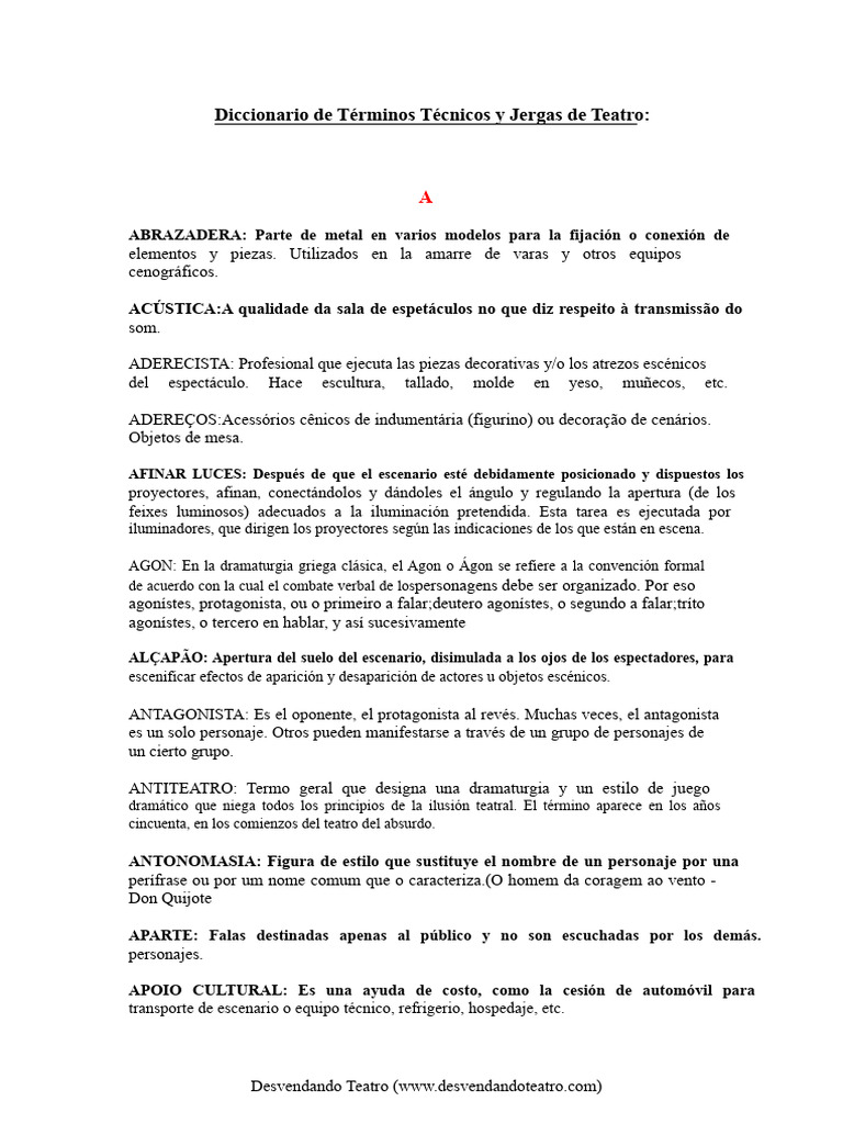 Significado de Términos Escénicos | PDF | Teatro | Las artes escénicas