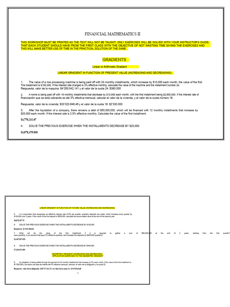 Mat 2 Guideline of Exercises From The Chair | PDF | Interest | Present Value