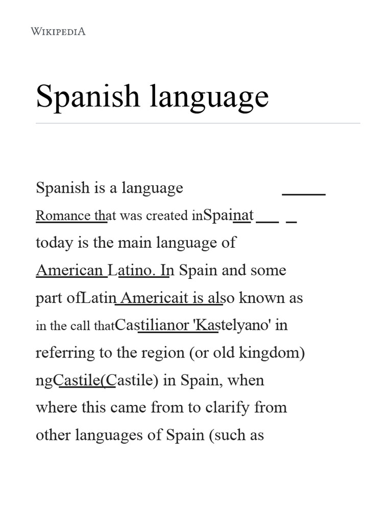 Spanish Language - Wikipedia, The Free Encyclopedia | PDF | Spanish ...