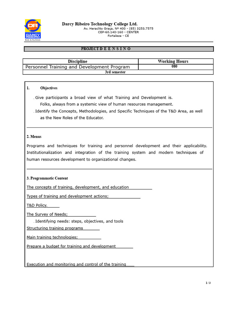 Personnel Training Development Program | PDF