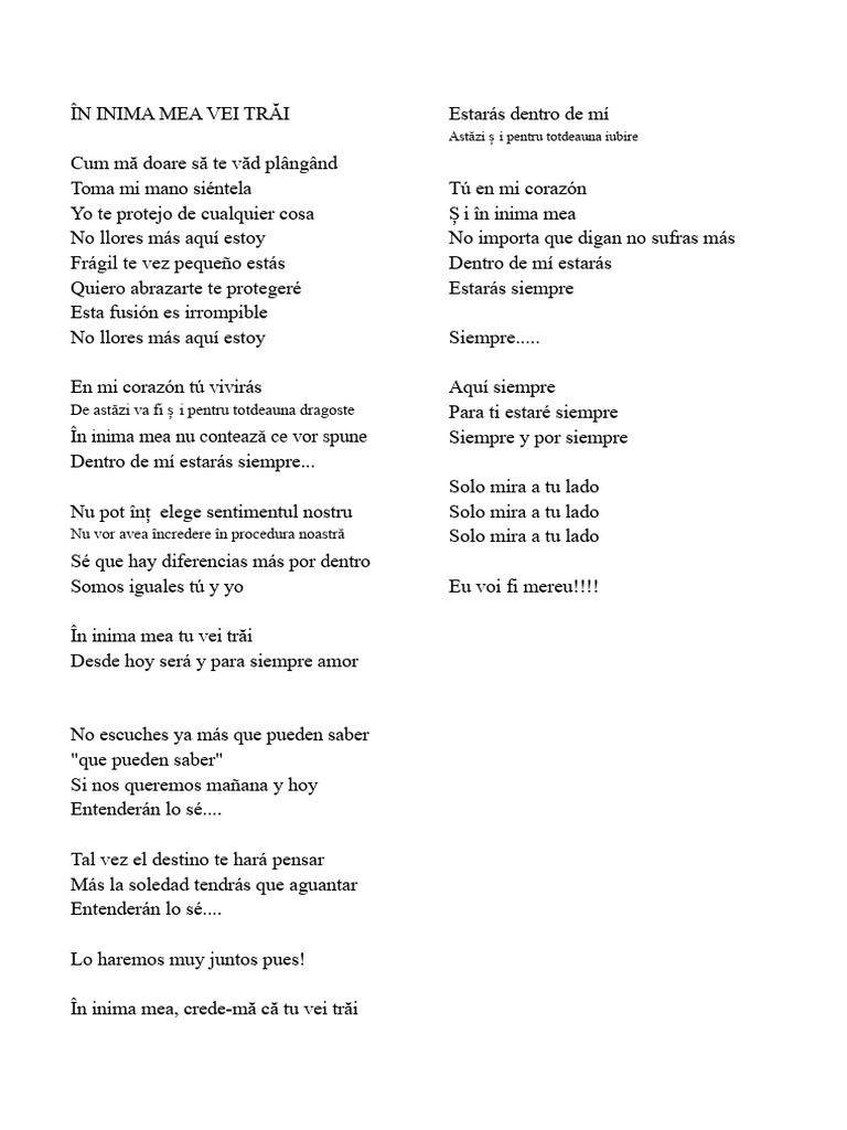 În Inima Mea Vei Trăi | PDF