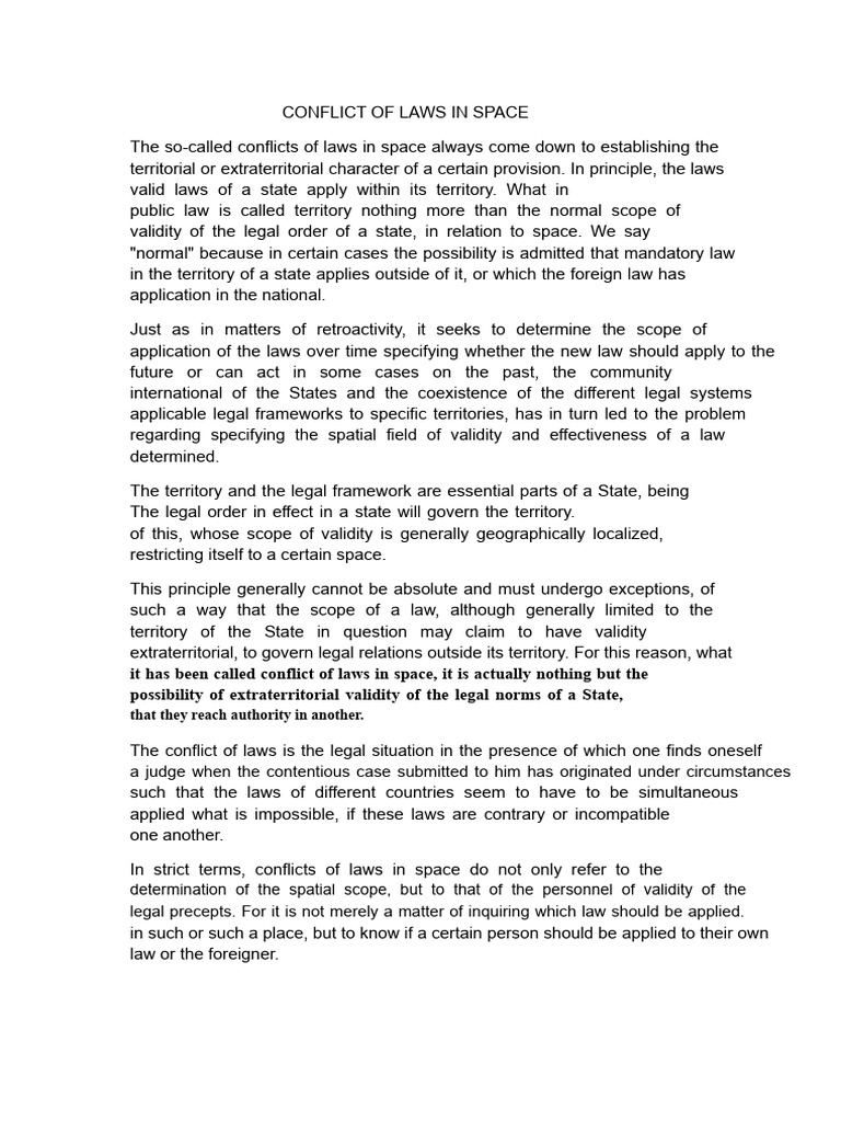 Conflicts of Laws in Space Explained | PDF | Space | Reason