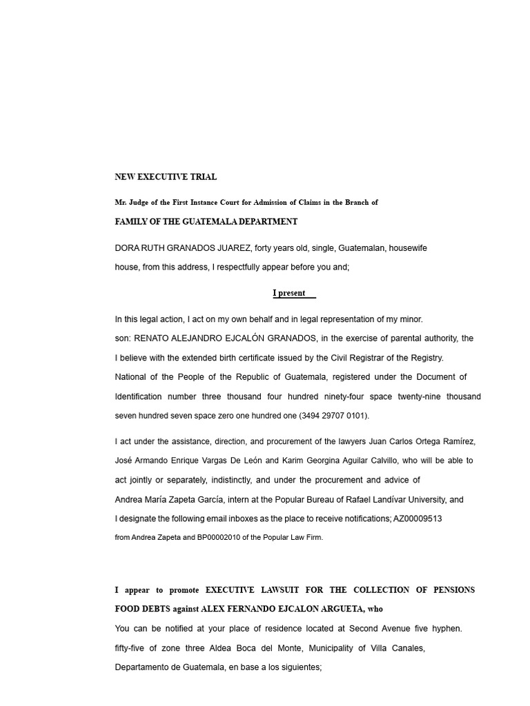 Executive Demand For Alimony | PDF | Lawsuit | Banks