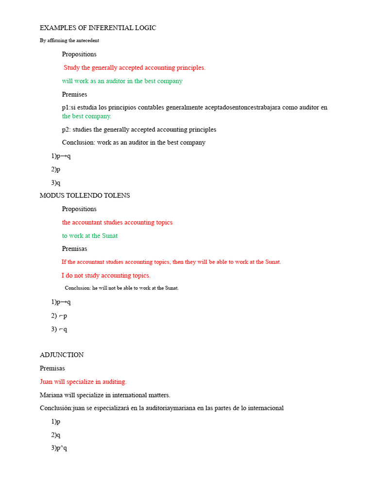 10 Examples of Inferential Logic | PDF | Inference | Logic