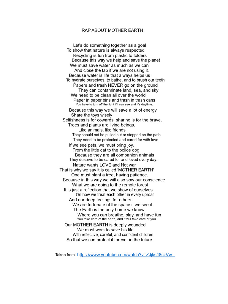 Caring for Mother Earth: A Rap Guide | PDF