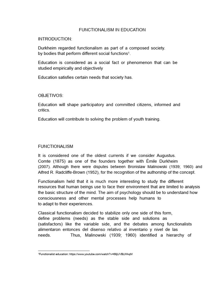 Understanding Functionalism in Education | PDF | Sociology | Émile Durkheim