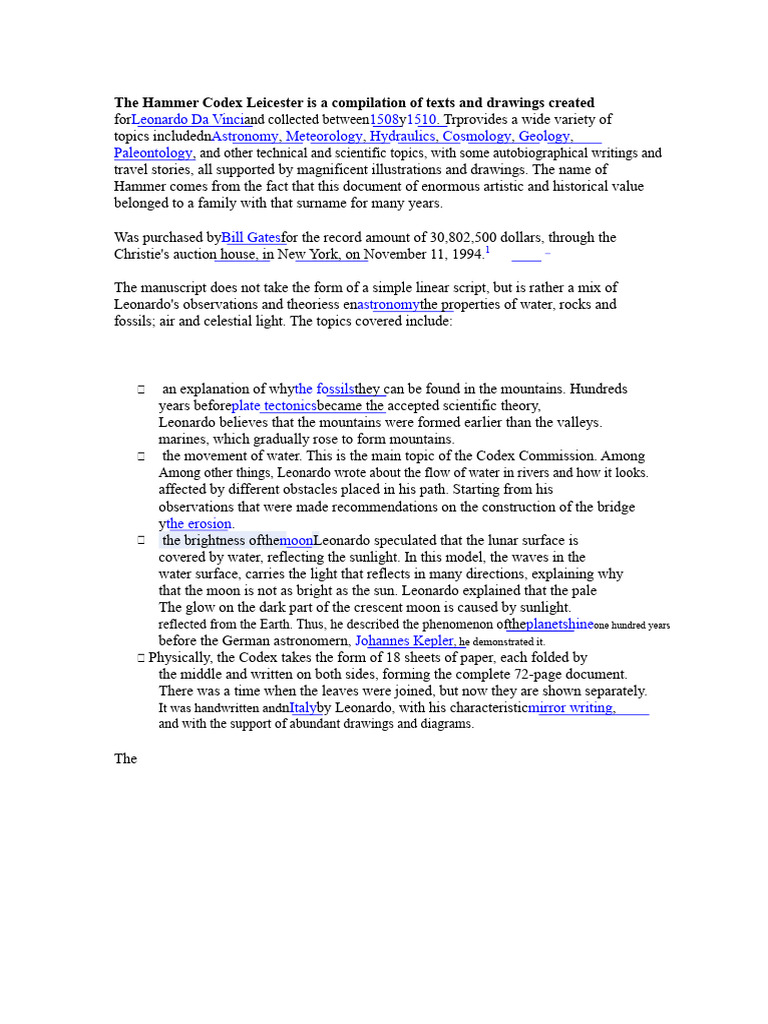 Leonardo's Hammer Codex Overview | PDF | Leonardo Da Vinci