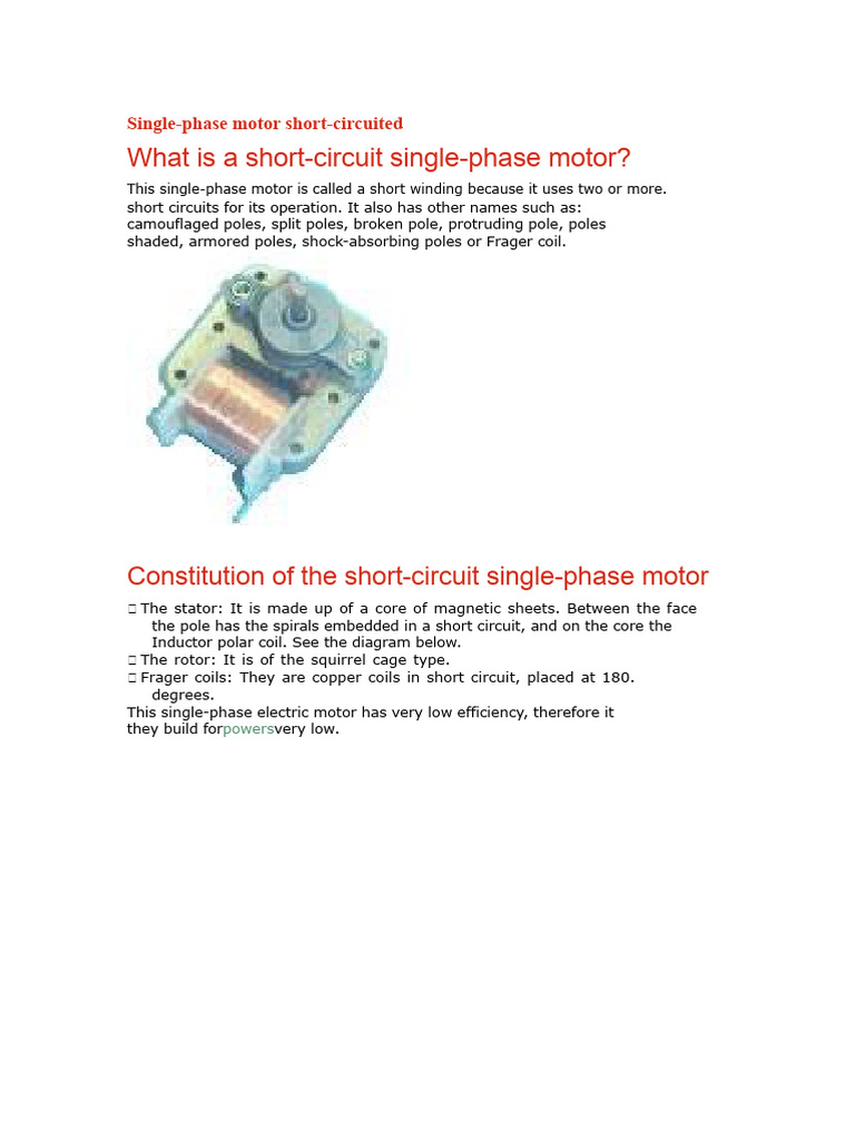 Single-Phase Motor Shorted Coil | PDF