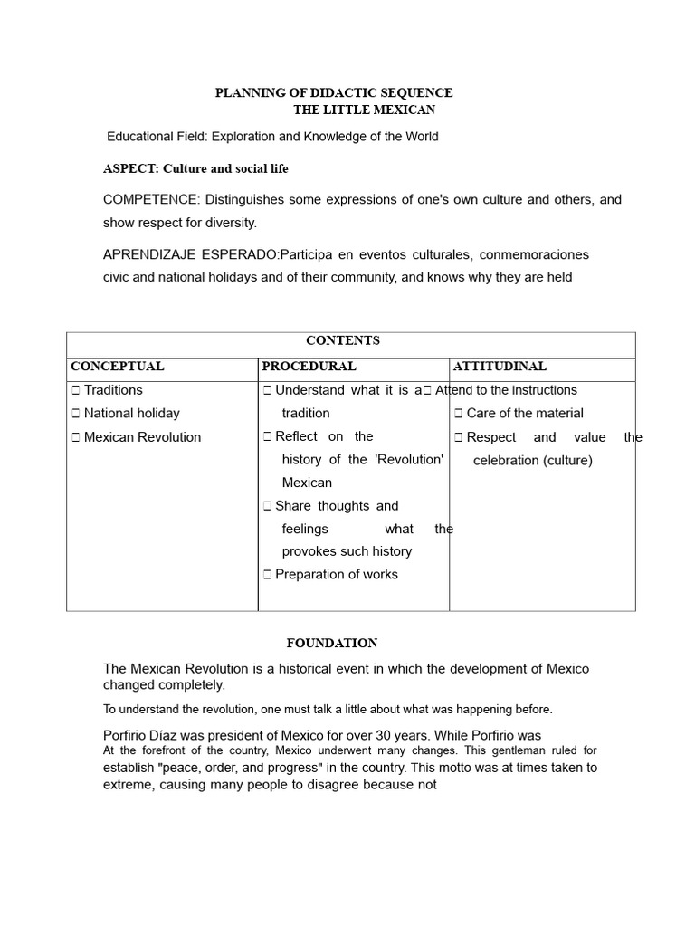 Planning of Didactic Sequence | PDF | Mexican Revolution | Mexico