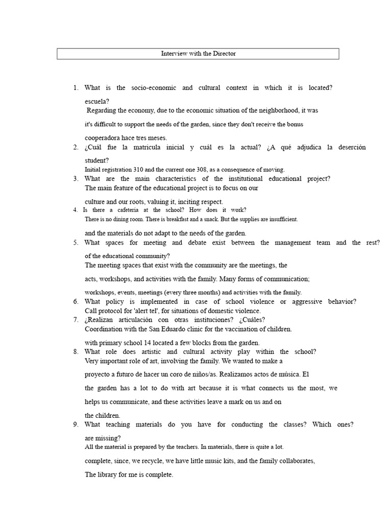 Interview With The Director | PDF