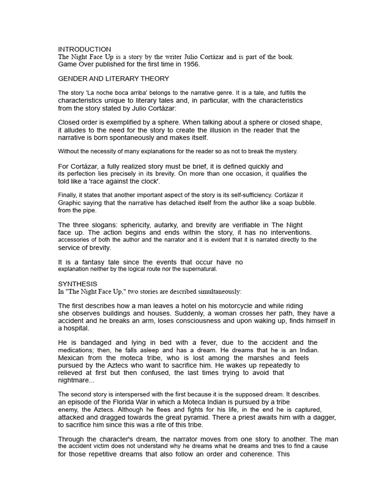 Analysis of "The Night Face Up" | PDF | Dream | Narrative