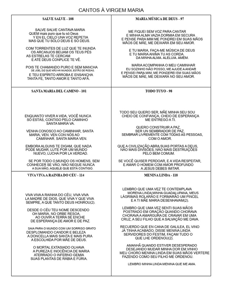 Louvores e Cantos à Virgem Maria | PDF | Maria, mãe de Jesus | Teologia