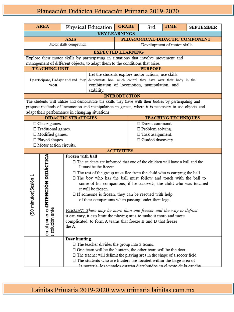 September - 3rd Grade Physical Education (2019-2020) | PDF | Physical ...