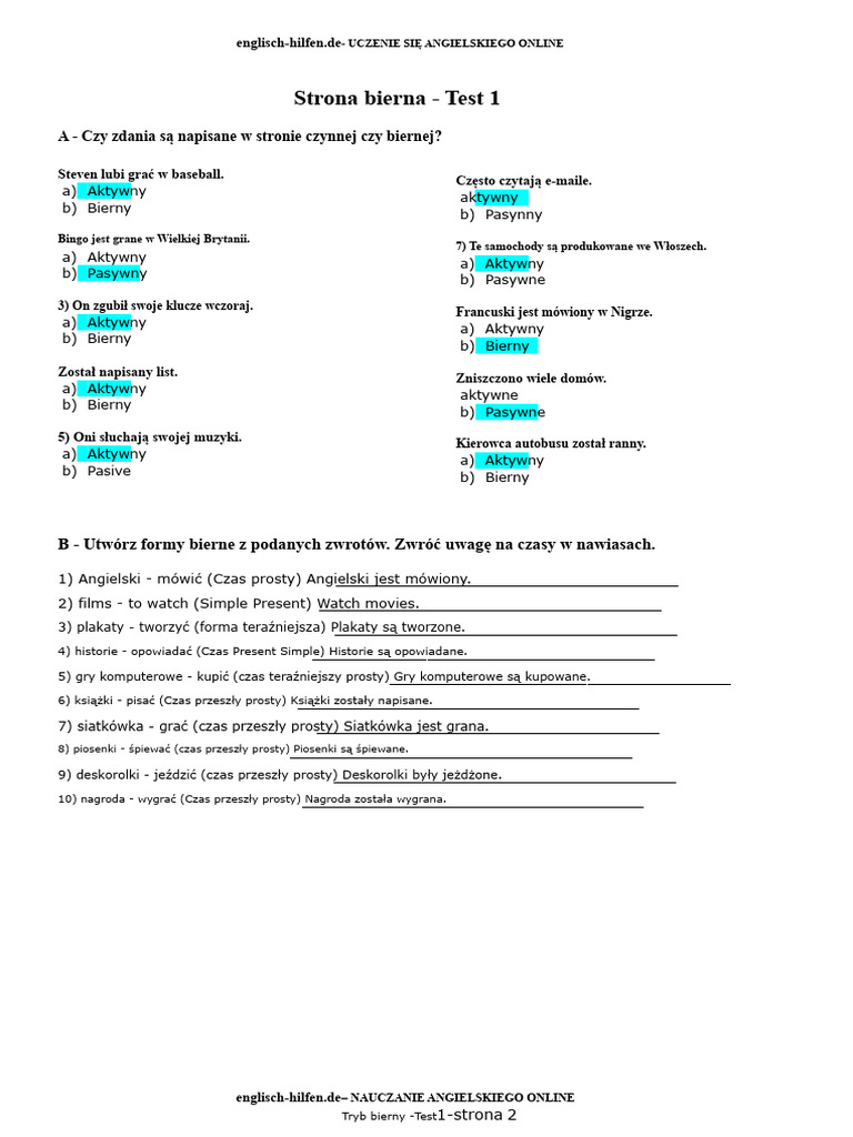Test - Pasywny1 SARA | PDF