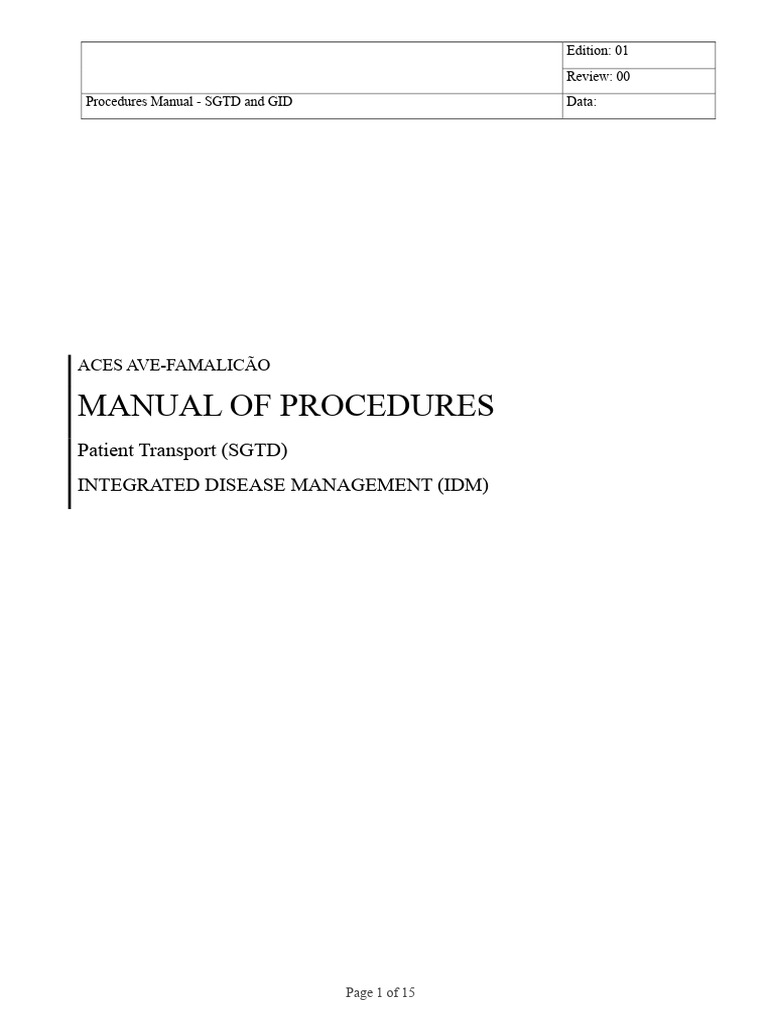 2 - Procedures Manual SGTD and GID | PDF | Hemodialysis | Patient