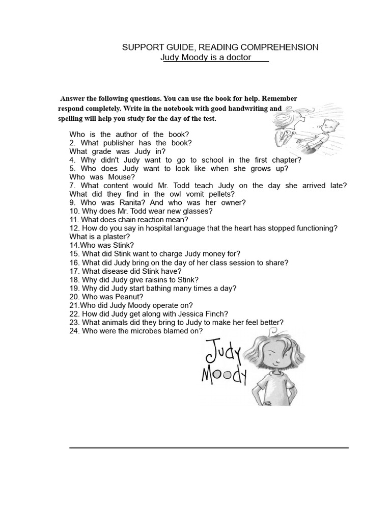 Judy Moody Reading Comprehension Guide | PDF