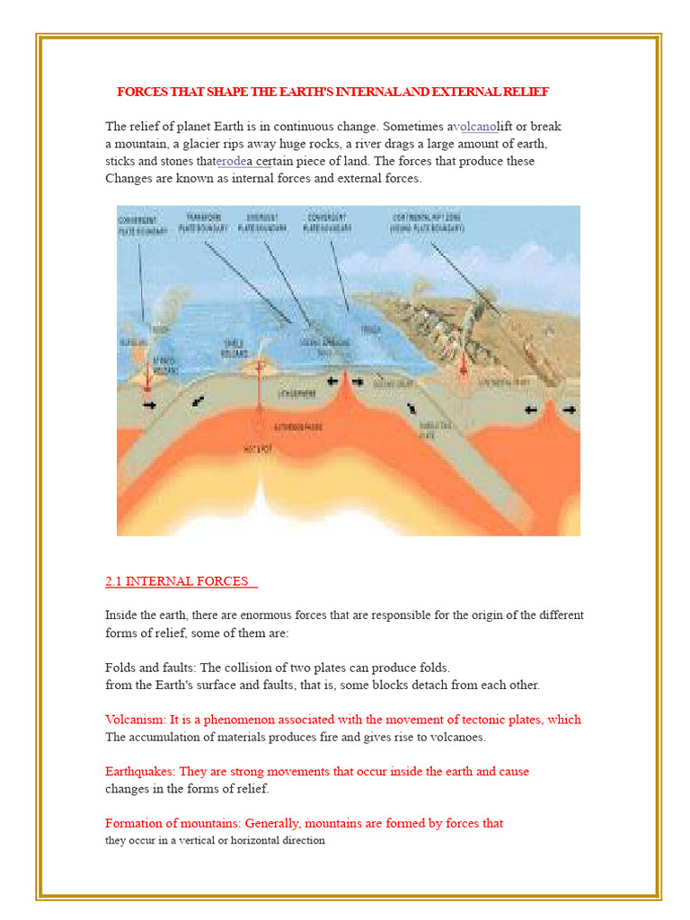 Forces That Shape The Earth's Relief: Internal and External | PDF