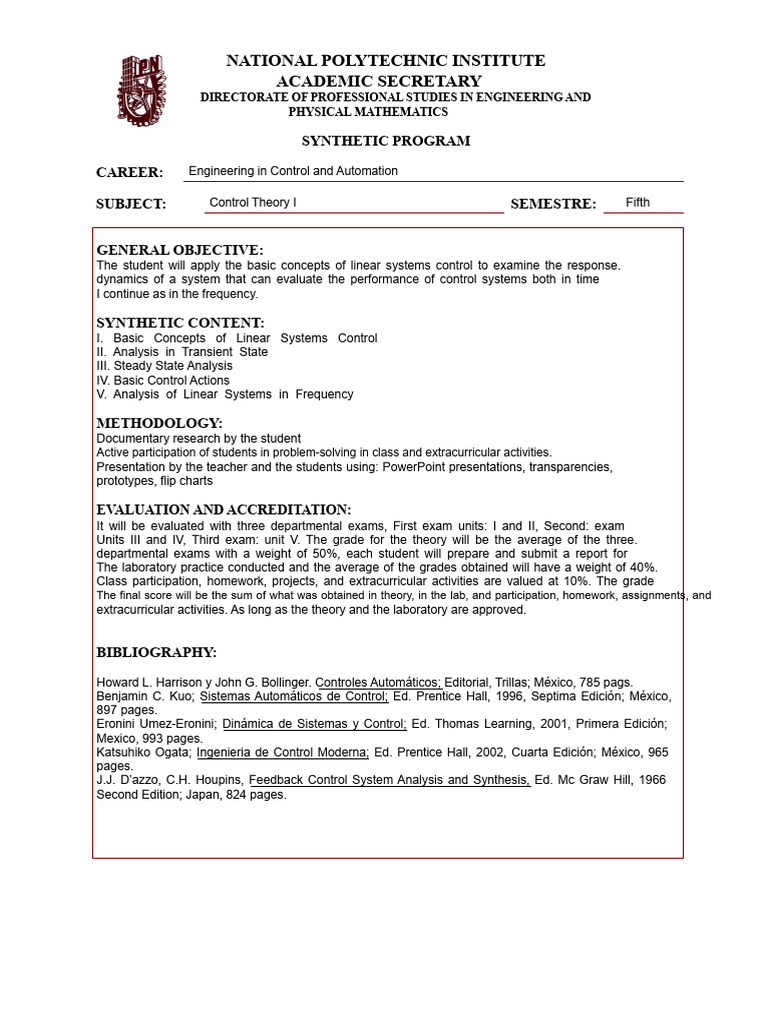 Control Theory I | PDF | Control Theory | System