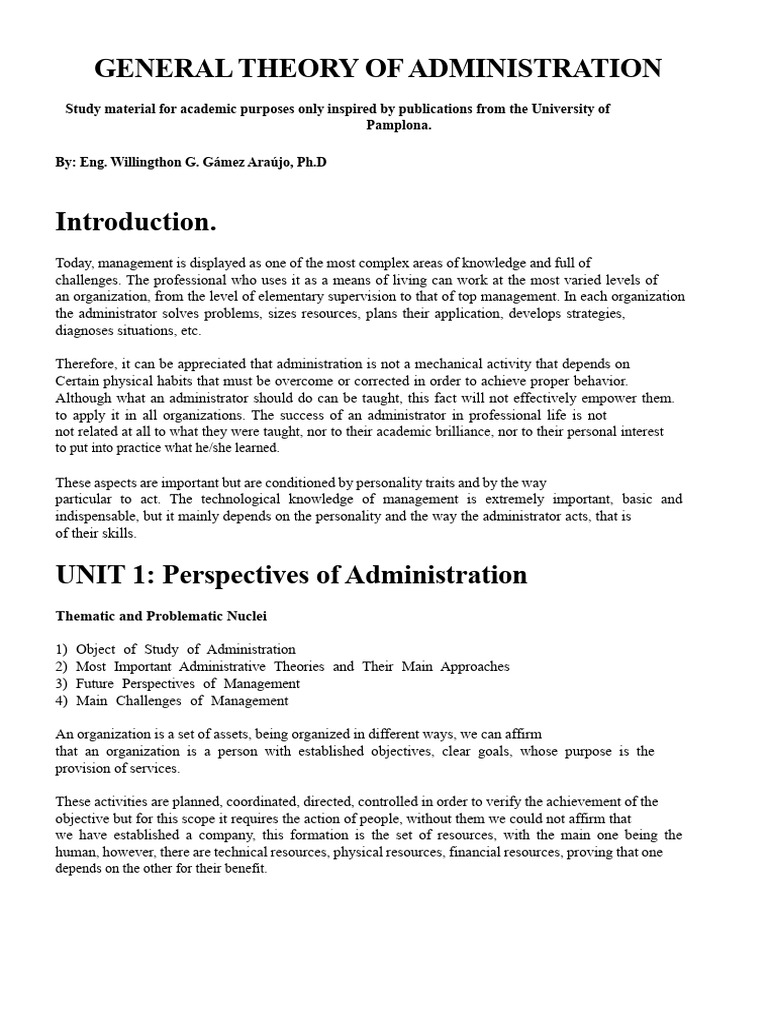 General Theory of Administration Overview | PDF | Theory | Knowledge