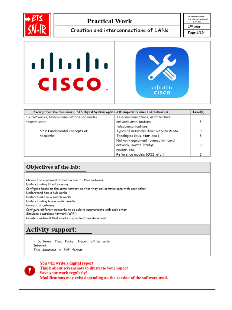TP On The Creation and Interconnection of LANs | PDF | Computer Network | Router (Computing)