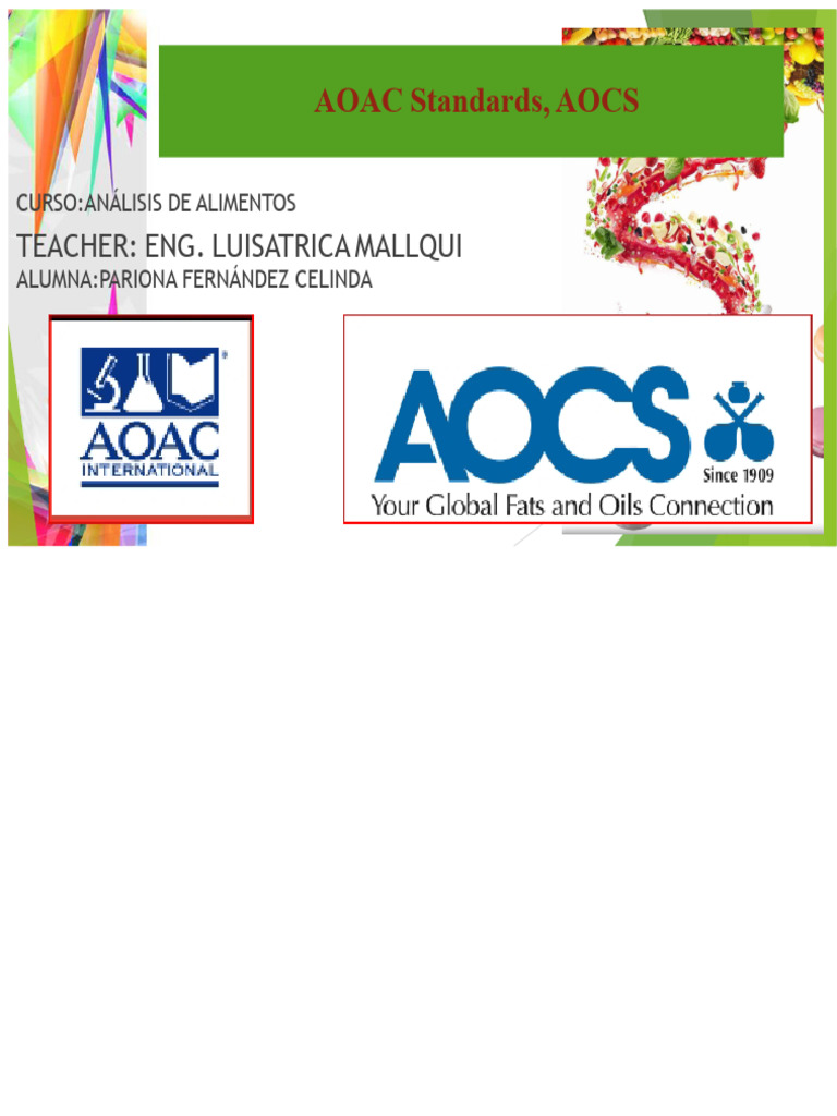 AOAC Standards, AOCS. | PDF | Soap | Chemical Compounds
