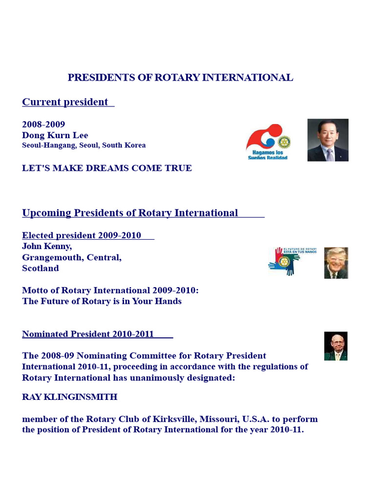 Rotary International Presidents List | PDF | Clubs And Societies | Non ...