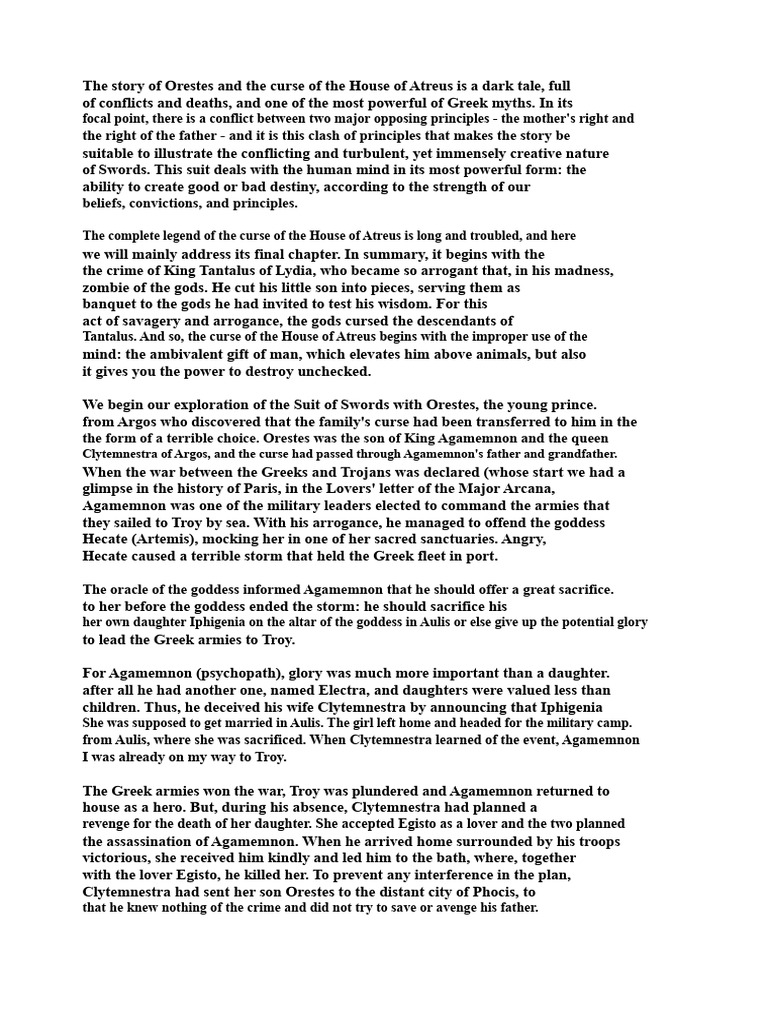 The Story of Orestes and The Curse of The House of Atreus | PDF ...