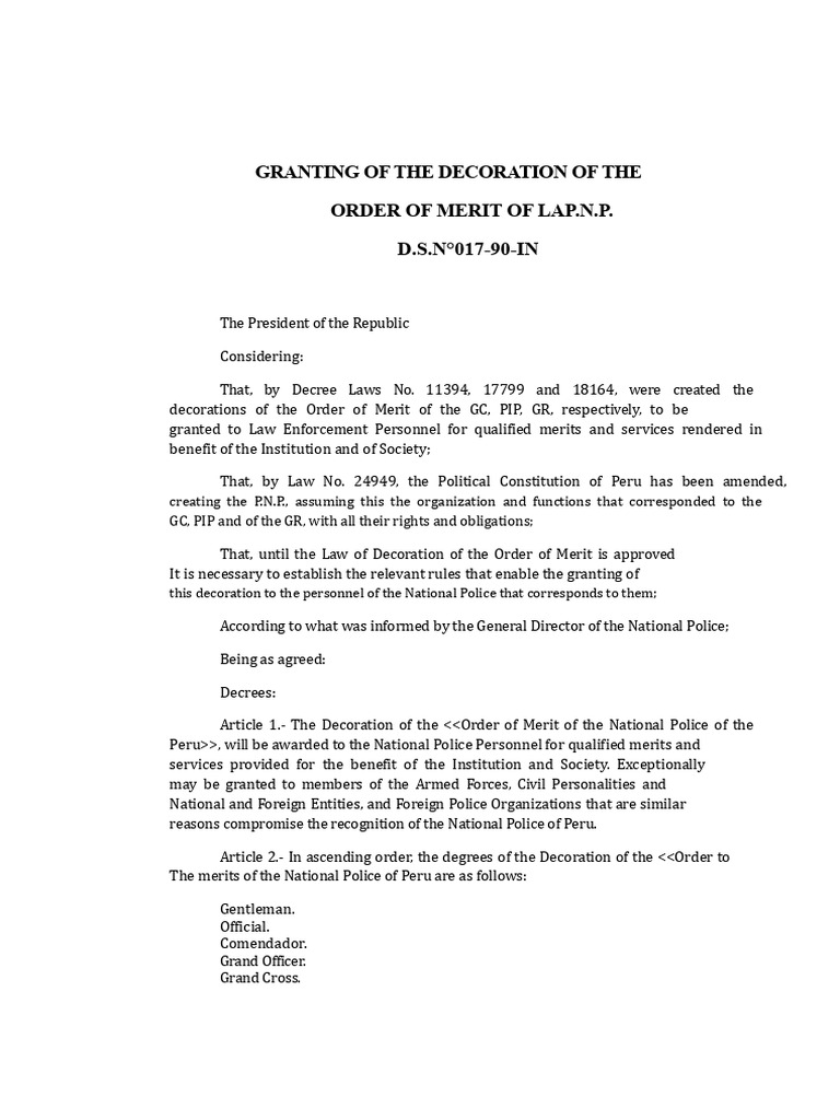 Regulation of The PNP Decoration | PDF | Commander | Military Rank