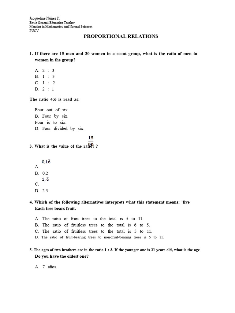 7th Grade Evaluation of Proportions | PDF | Ratio | Cakes