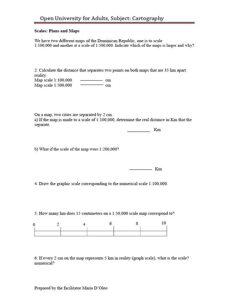 Practical Exercises of Unit II, Scale | PDF | Map