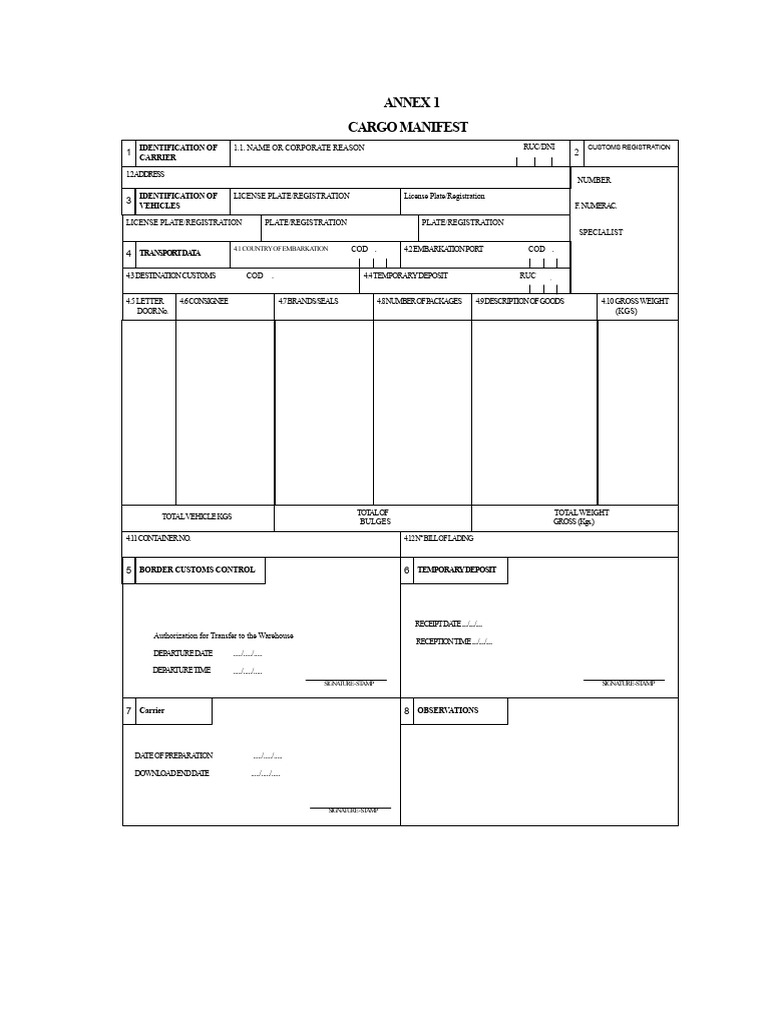 11 Attachment Cargo Manifest PDF | PDF | Bill Of Lading | Cargo