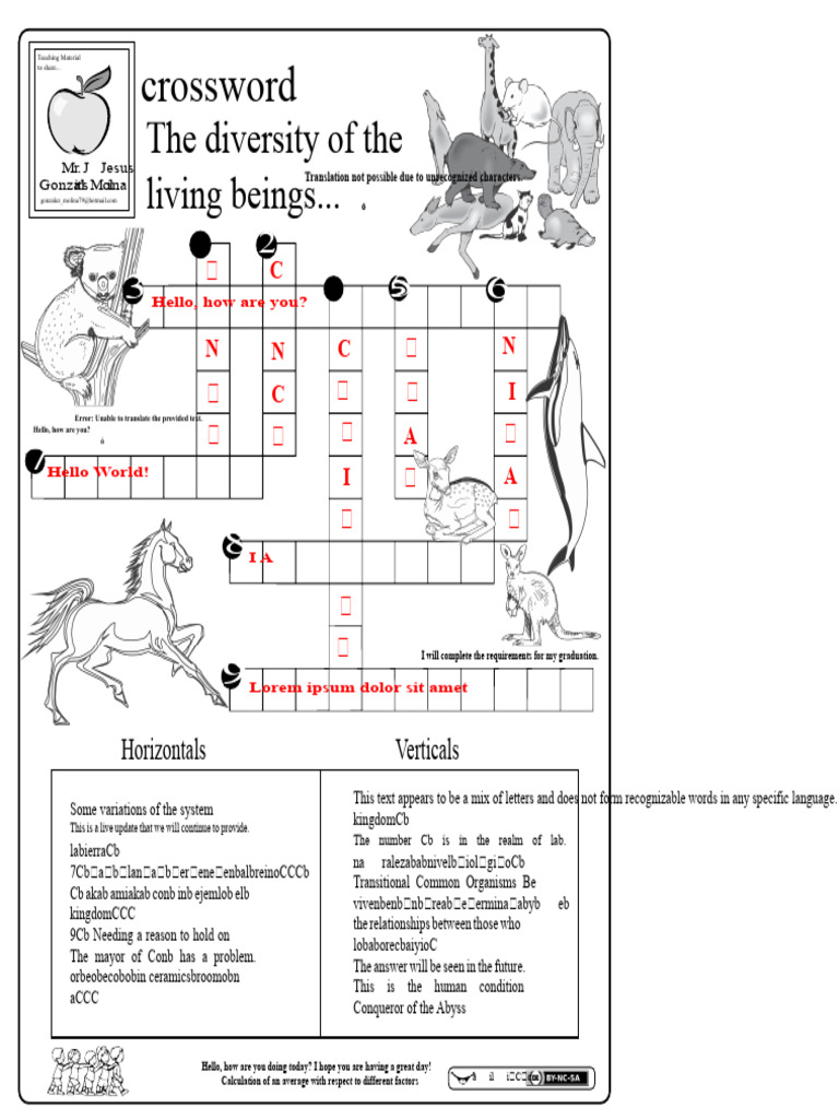 Crossword Puzzle The Diversity of Living Beings KEY PDF | PDF | Biology ...