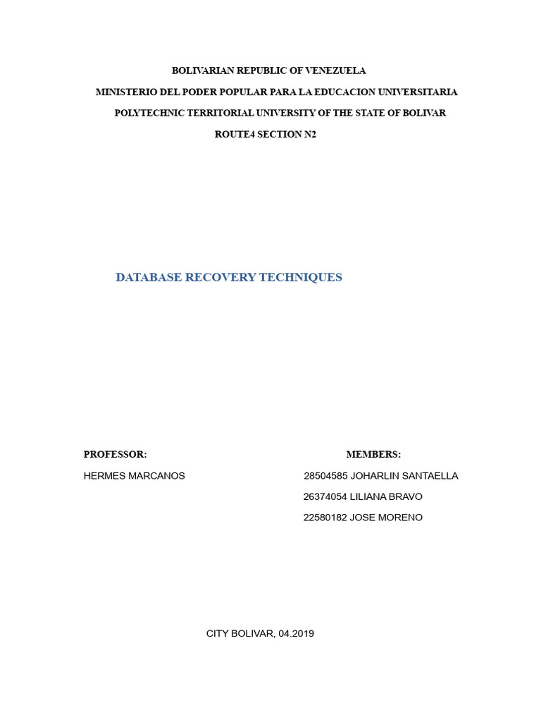 Database Recovery Techniques Explained | PDF | Database Transaction ...
