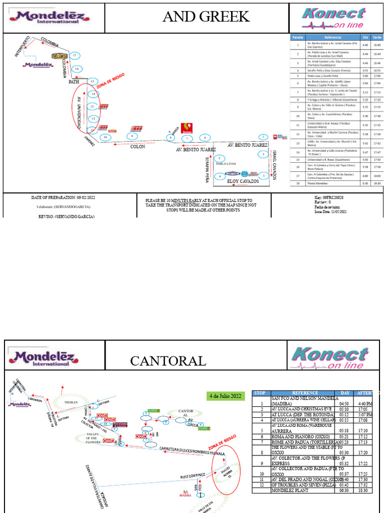 Transport Schedule and Map Details | PDF