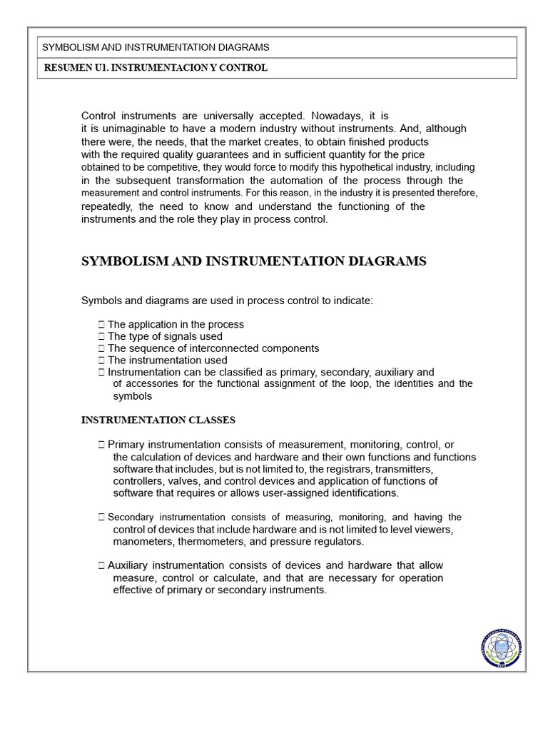 Symbolism and Instrumentation Diagrams | PDF | Instrumentation