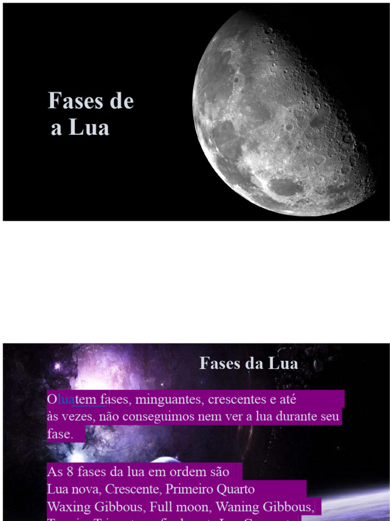 Fases da Lua: Entenda Cada Etapa | PDF | Lua | Natureza