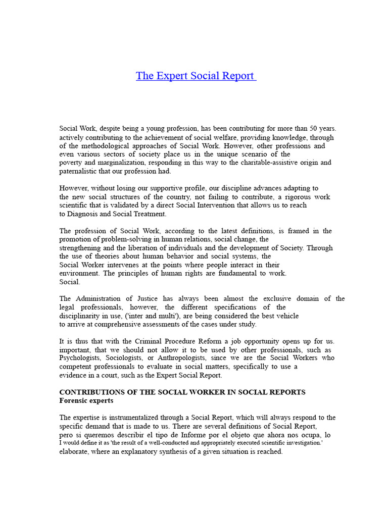 Expert Social Reports in Social Work | PDF | Social Work | Expert