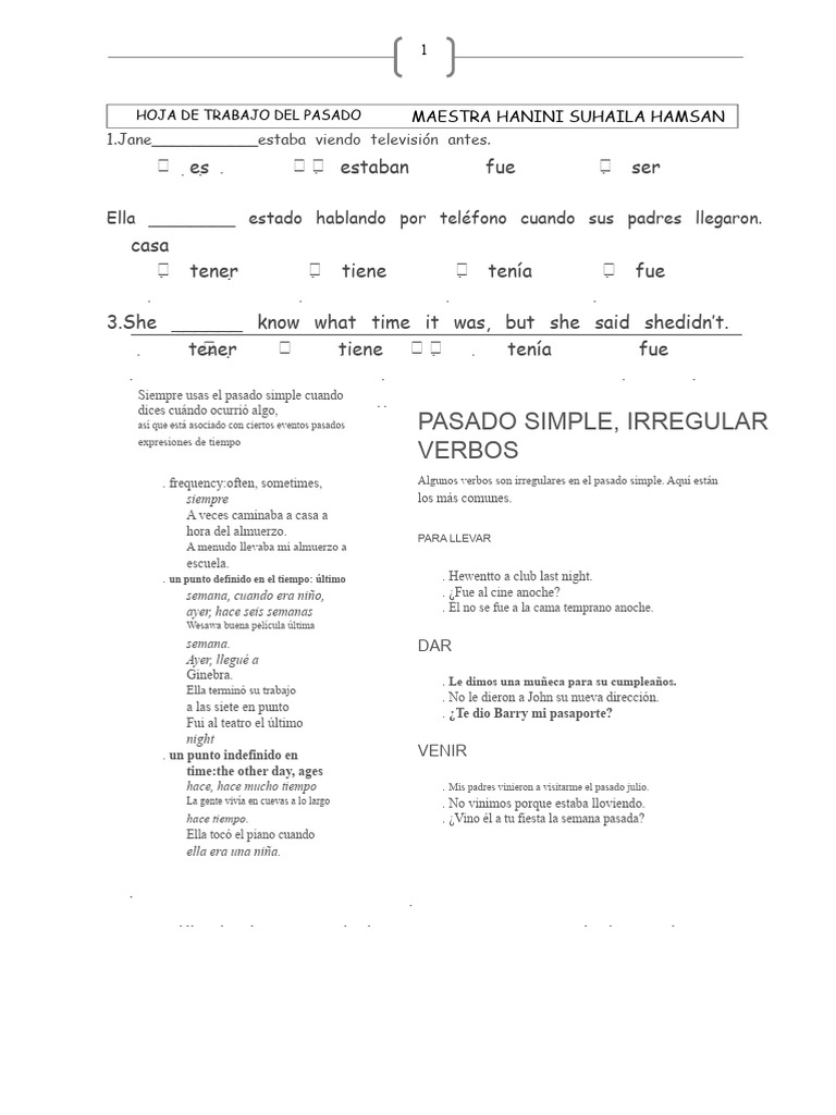 Ejercicios de Pasado en Inglés | PDF | Verbo | Lingüística