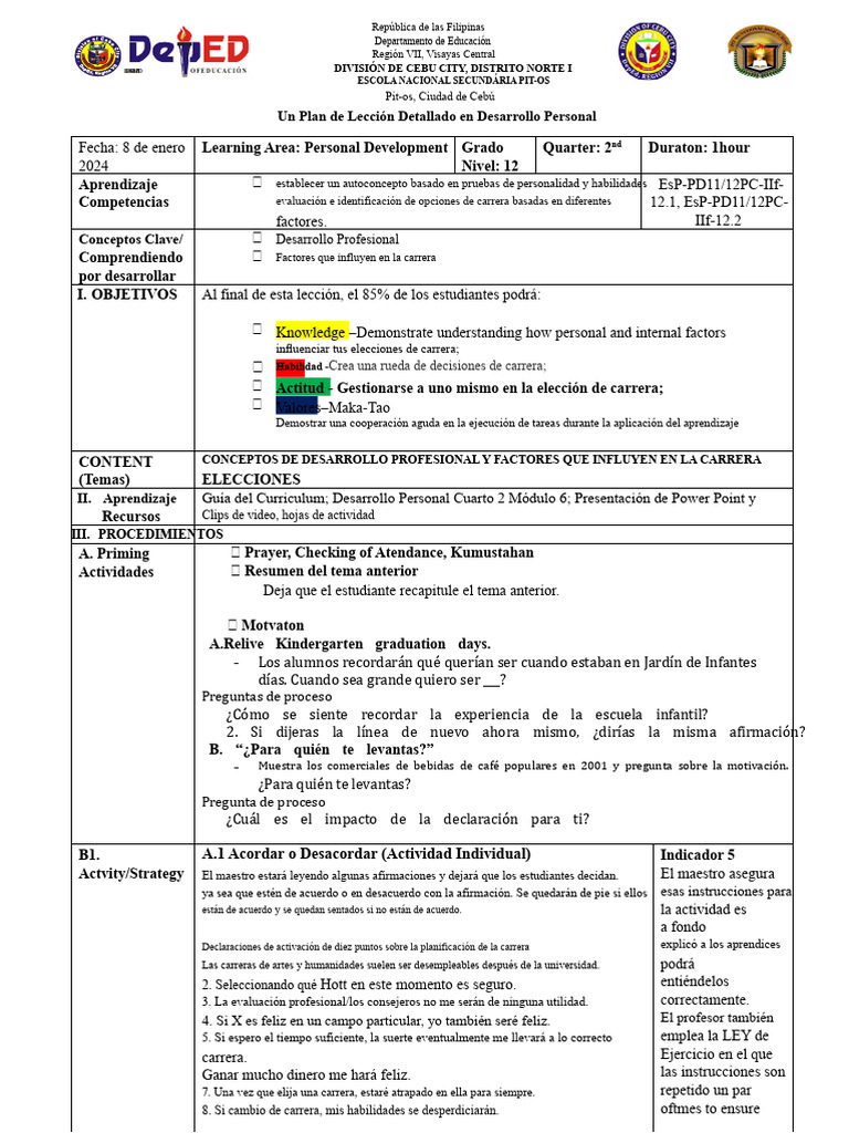 Cot 2 Perdev Lp Pdf Educación De La Primera Infancia Plan De