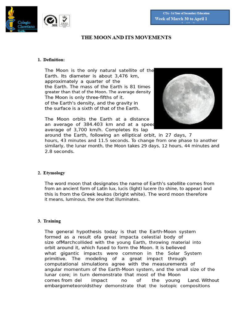 Understanding the Moon's Movements | PDF | Moon | Earth
