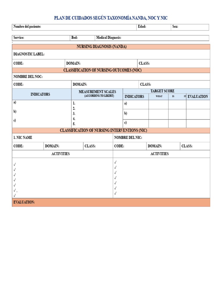 Plan de Cuidados NANDA, NOC, NIC | PDF