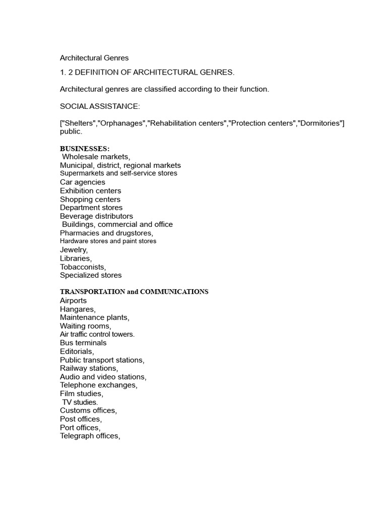 Overview of Architectural Genres | PDF | Nursing | Hospital